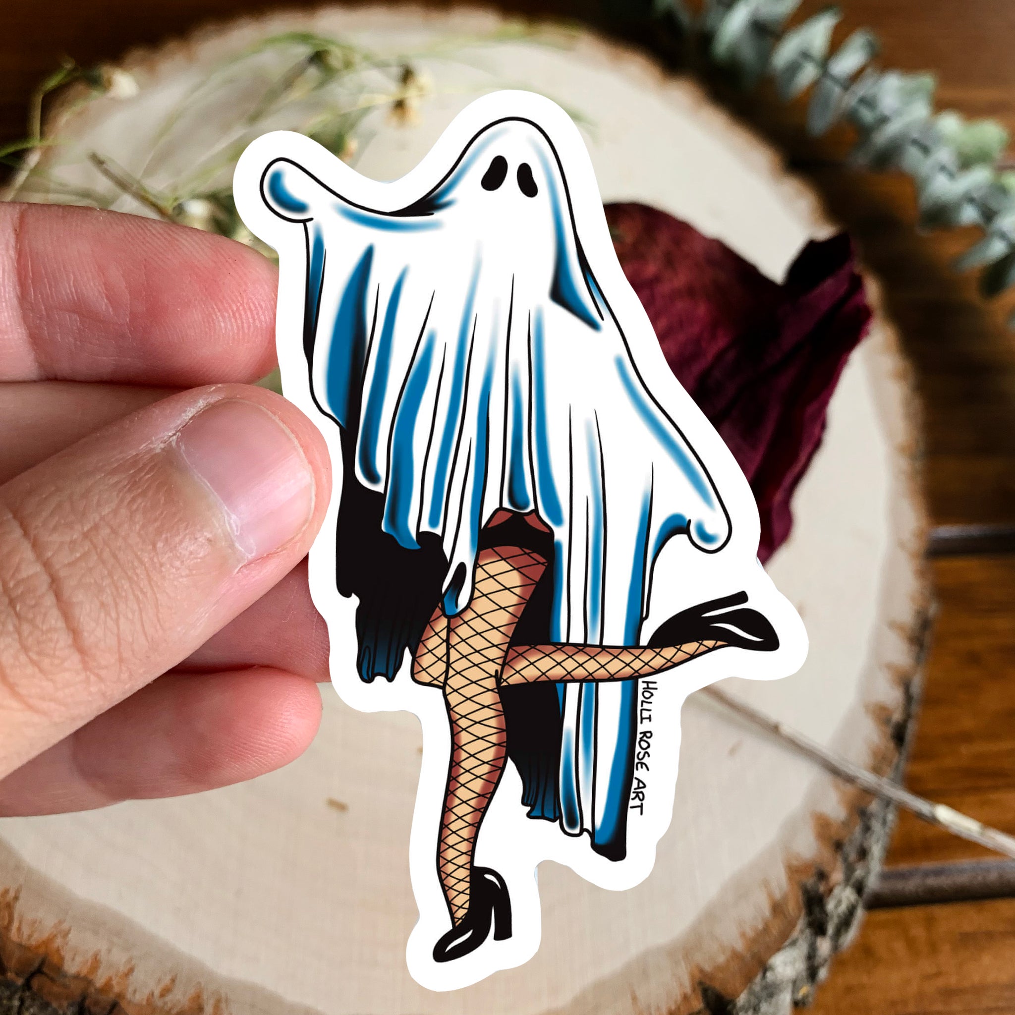 Pinup Ghost Sticker – Holli Rose Art